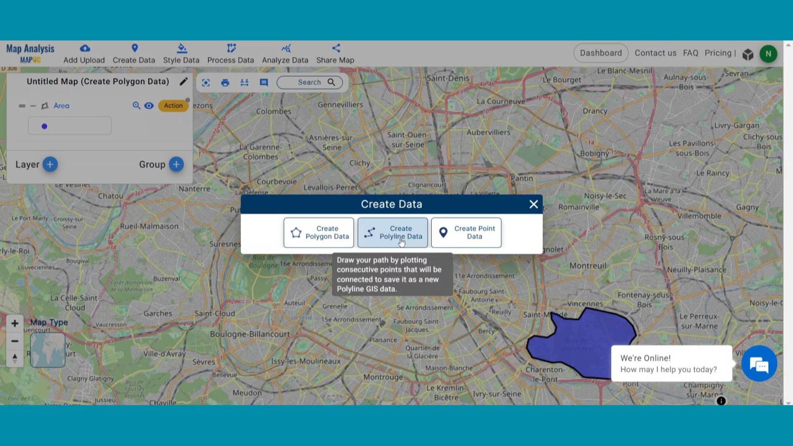 Create Point Line Polygon On Map Mapog