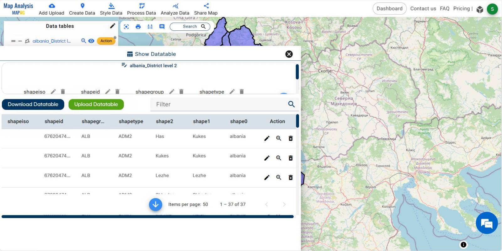 Online GIS Data Map Viewers and Table Visualizations - MAPOG