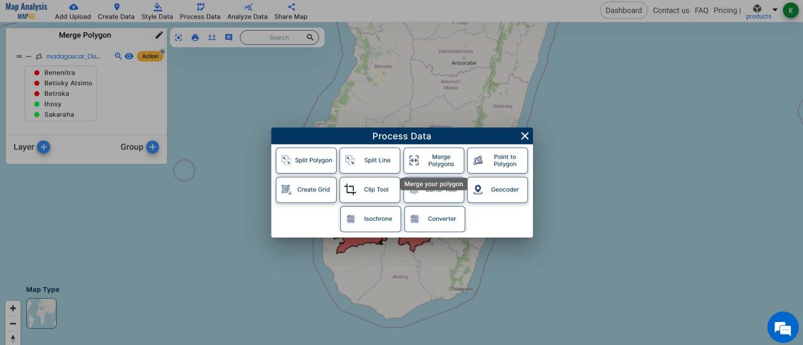 How to combine or merge polygons in a single polygon layer - MAPOG