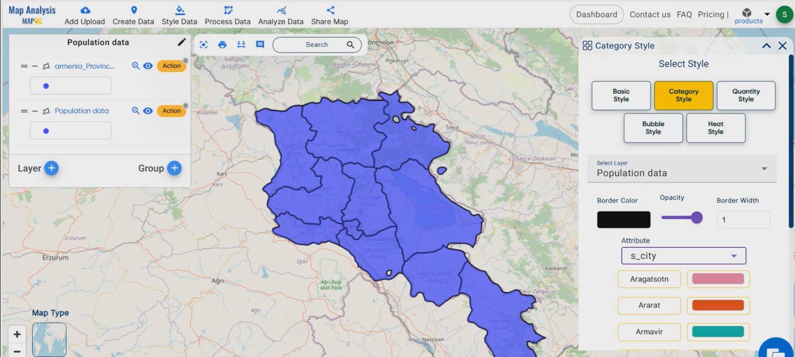 Create Map Join The Excel Population Data To The Country Polygons Mapog