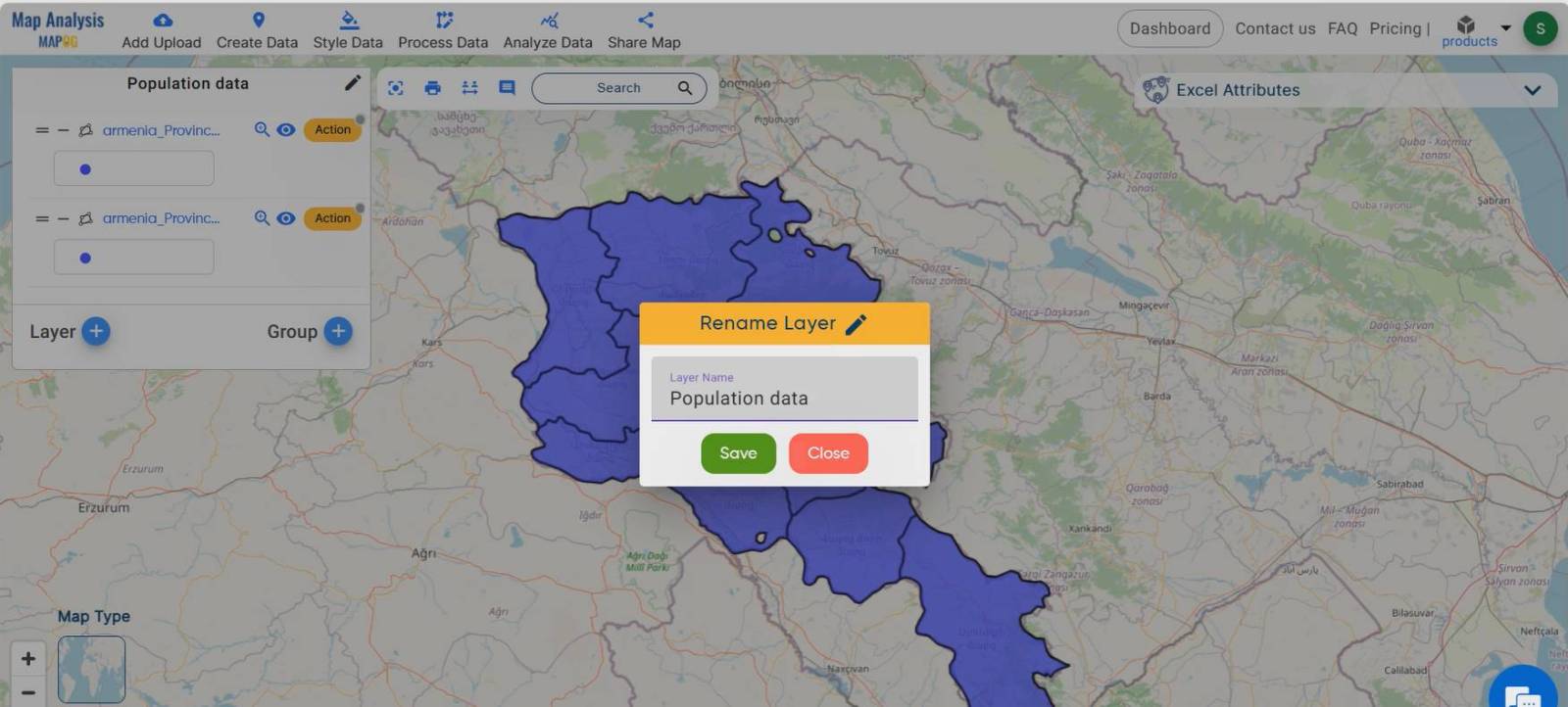 Create Map Join The Excel Population Data To The Country Polygons Mapog